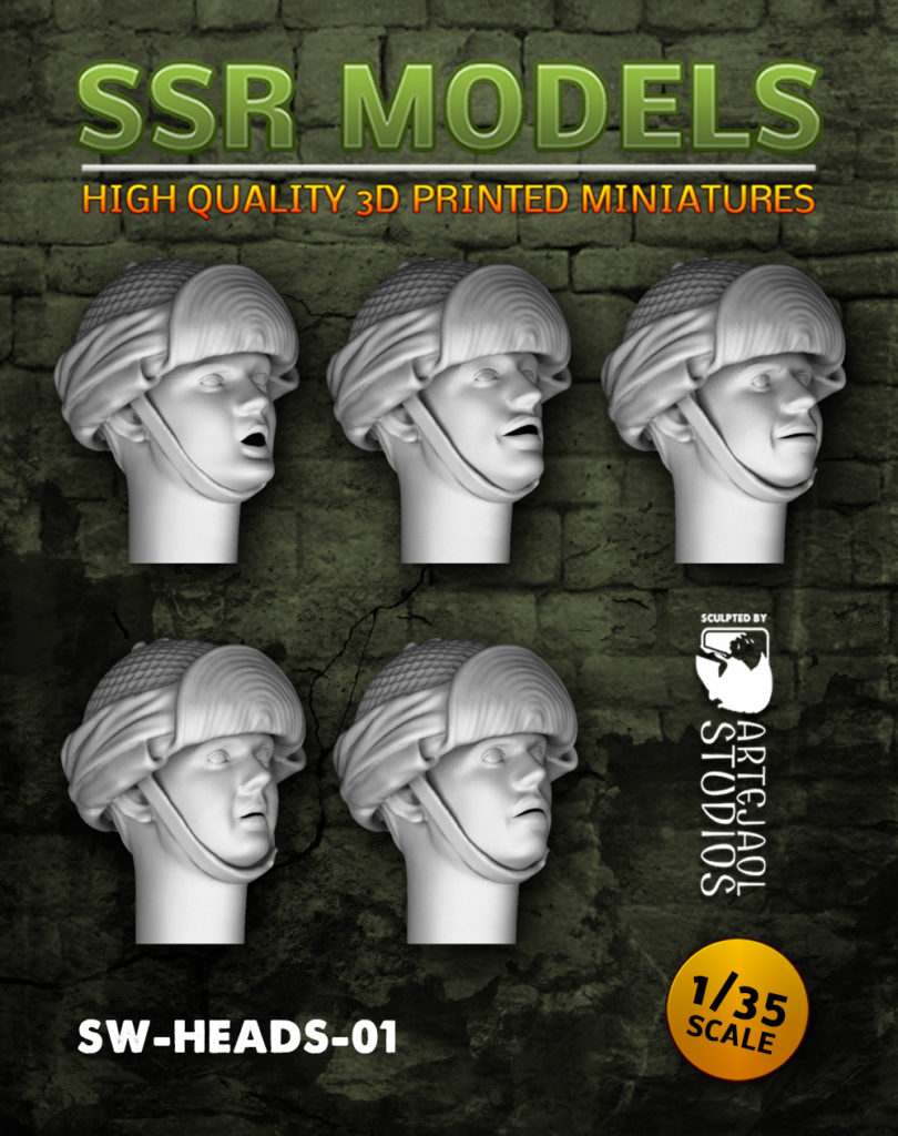 SSR Models, SW-Heads-01, Svenska Soldater M59, huvud 5 styck, 3D-print ...