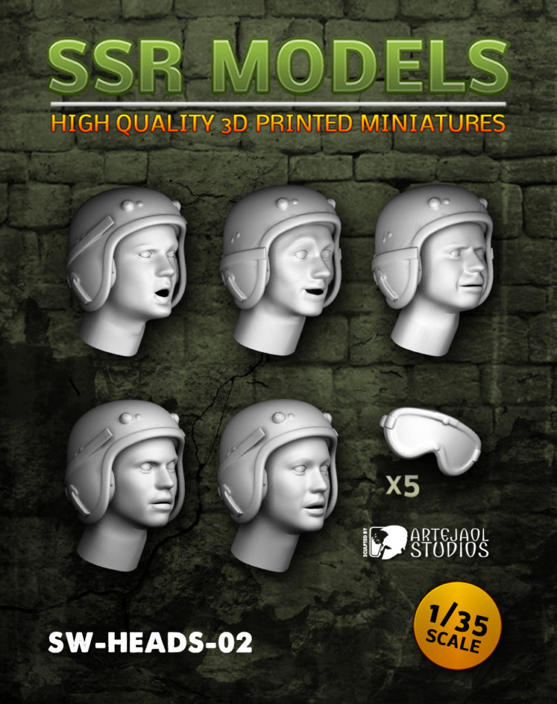 SSR Models, SW-Heads-02, Svensk Stridsvagnsbesättning, huvud 5 styck ...